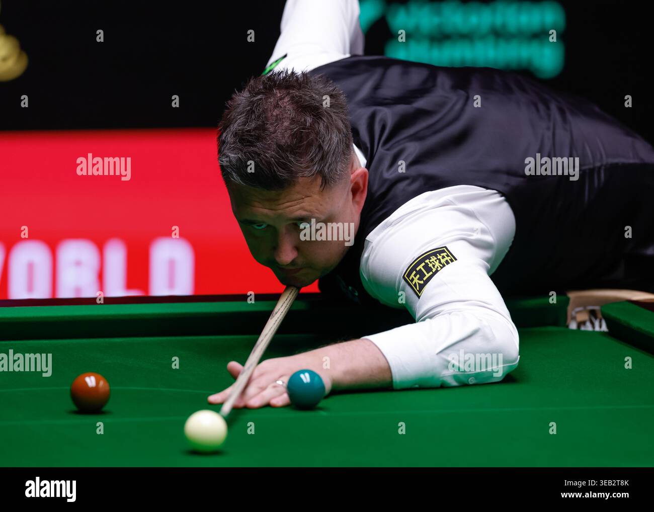 Sheffield, England, 24th April 2026. Kyren Wilson takes a shot during ...