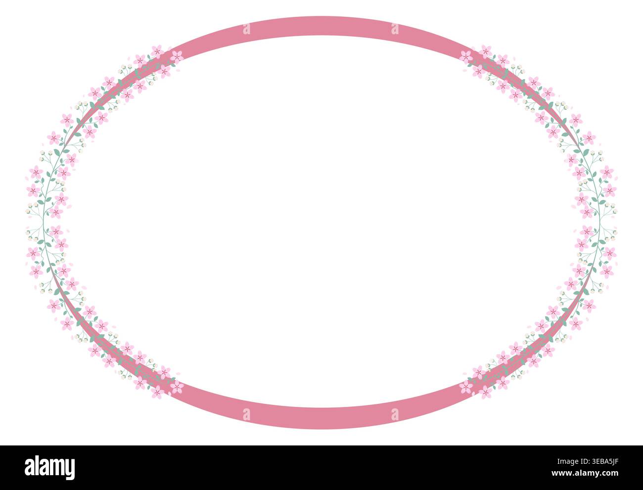 Pink Oval Circle Border Frame With Beautiful Pastel Pink Cherry ...