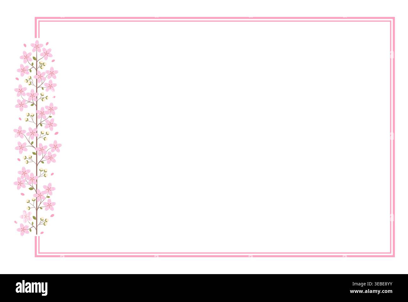 Pink Cherry Blossom Rectangle Flower Border Frame Stock Vector Image ...