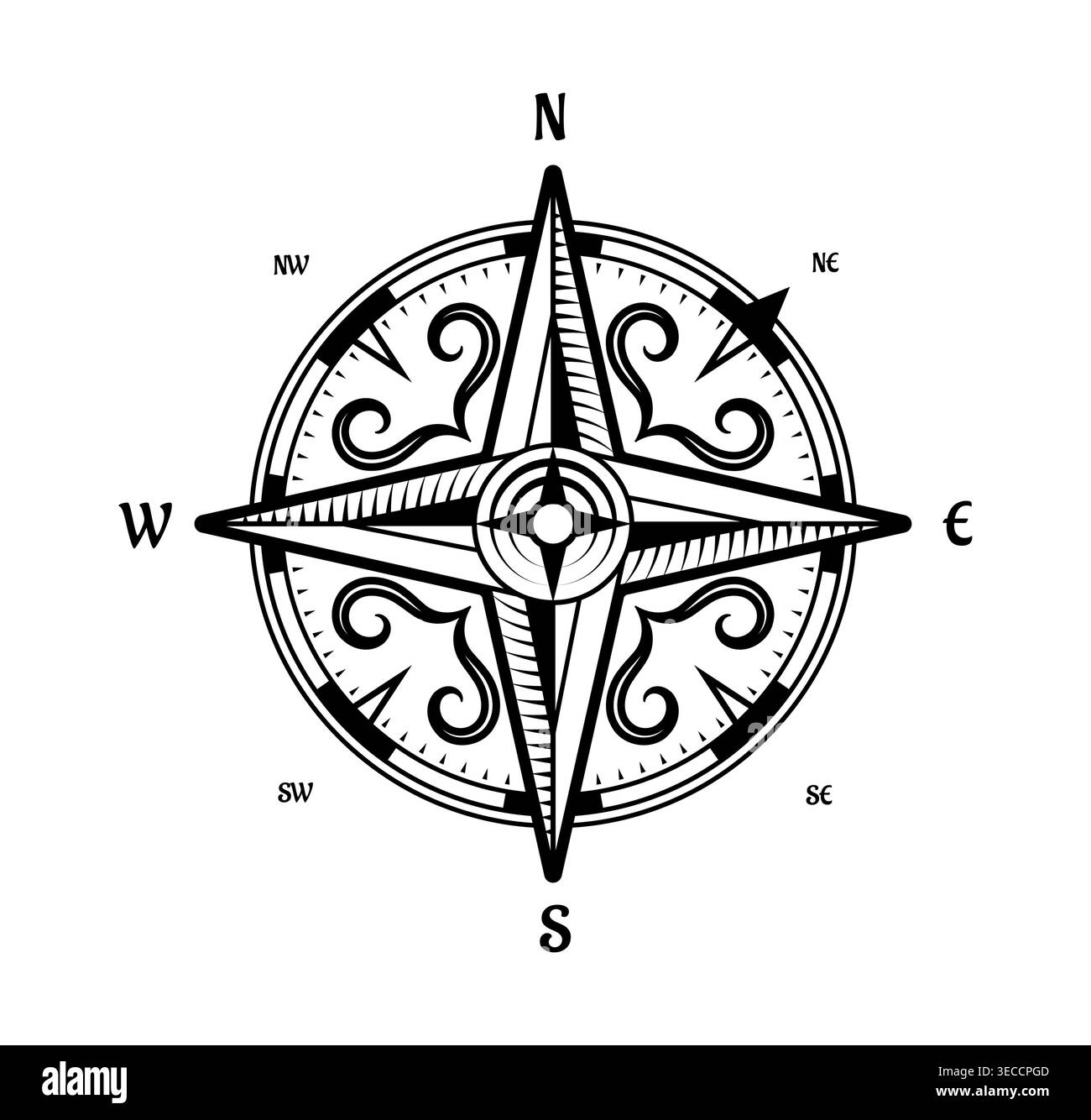 Vintage geography map compass rose sign Stock Vector Image & Art - Alamy