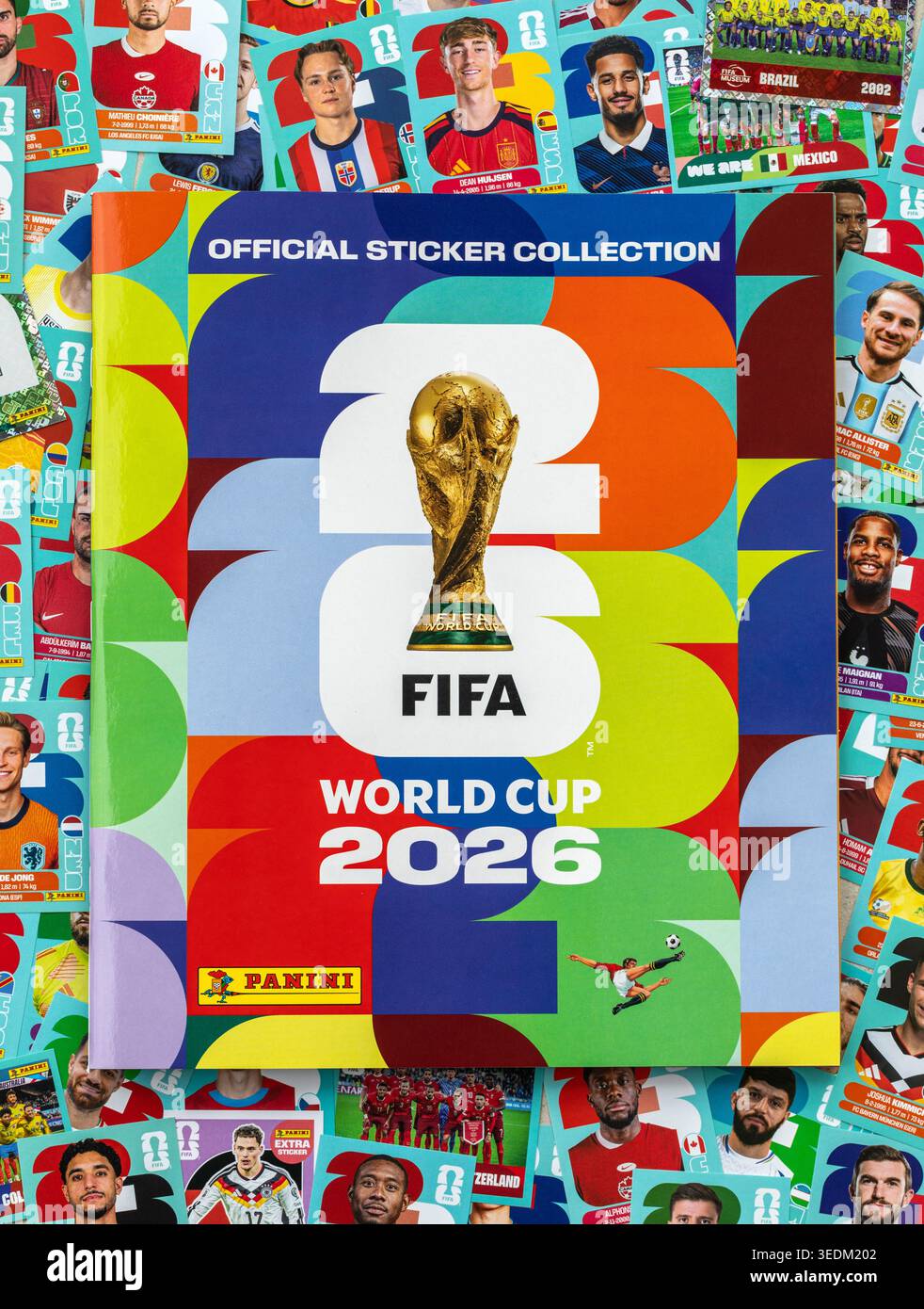 Panini stickers album about the World Cup 2026 with some stickers Stock ...