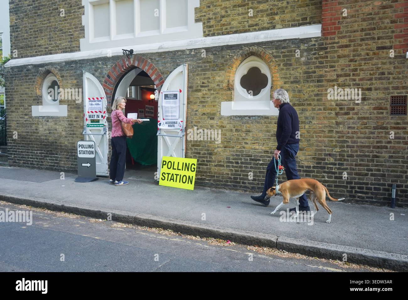 7 May 2026 Wimbledon London. Voters arrive at a polling station in ...