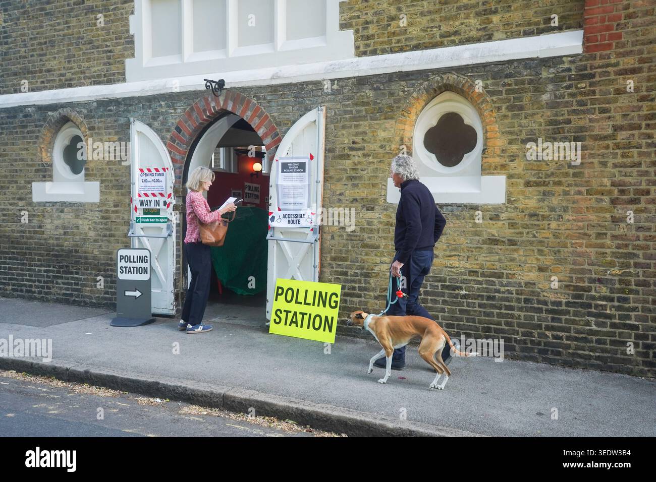 7 May 2026 Wimbledon London. Voters arrive at a polling station in ...