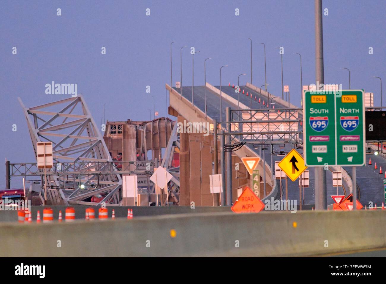 FILE - Parts of the Francis Scott Key Bridge remain after a container ...