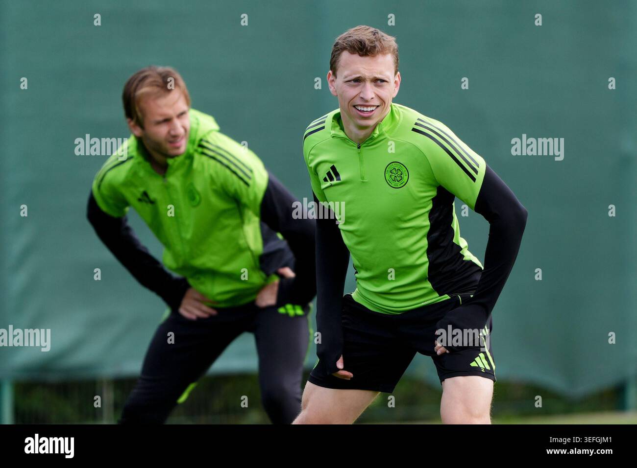 Celtic's Alistair Johnston during a training session at Lennoxtown ...
