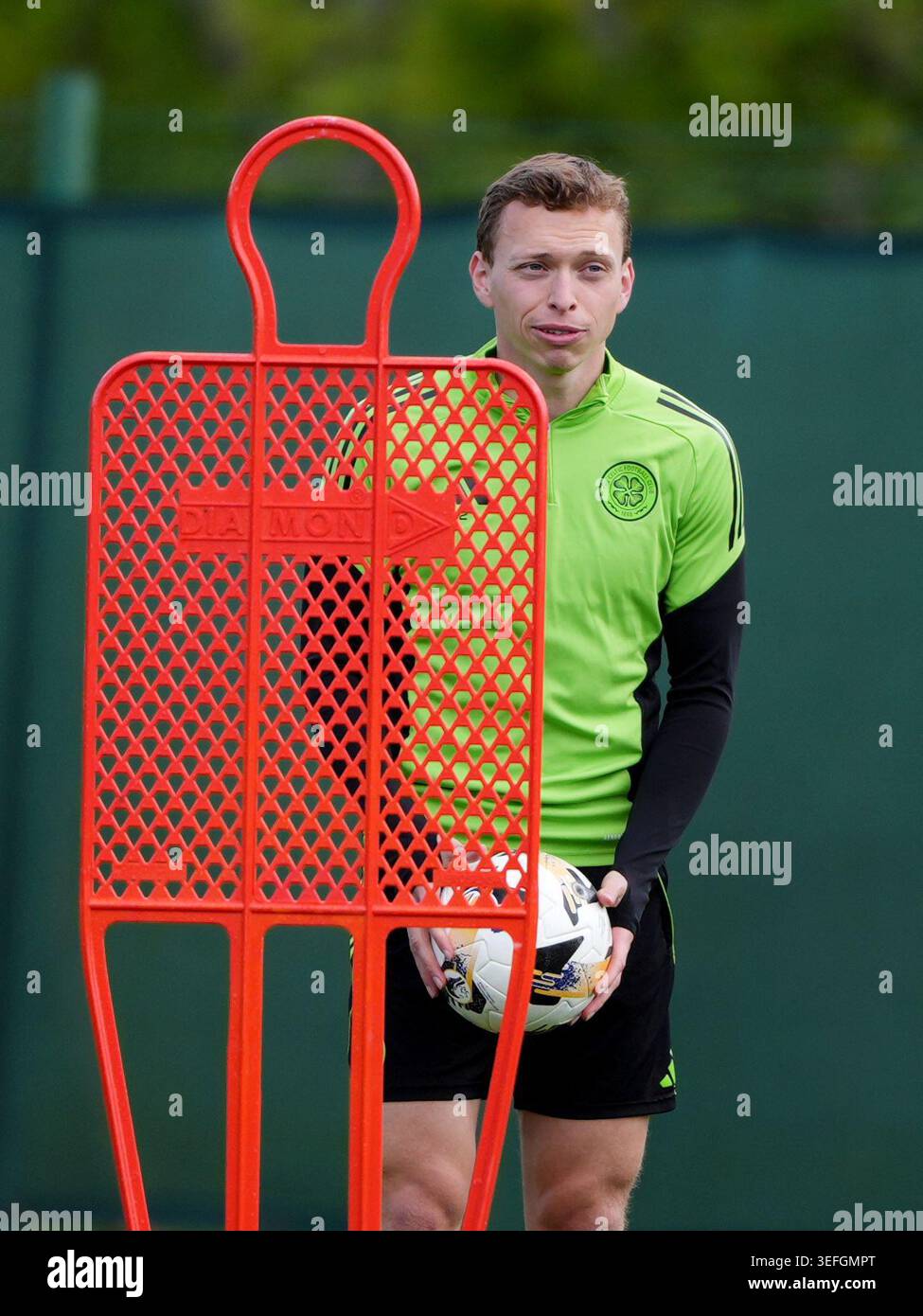Celtic's Alistair Johnston during a training session at Lennoxtown ...