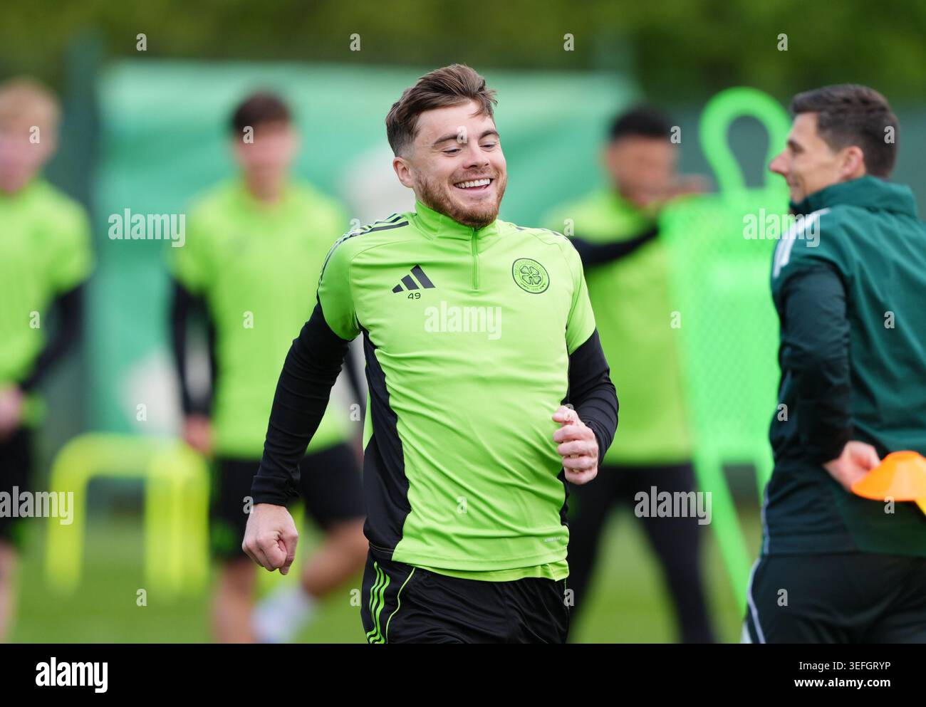 Celtic's James Forrest during a training session at Lennoxtown Training ...