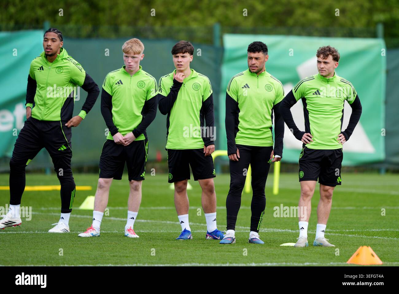 Celtic players during a training session at Lennoxtown Training Centre ...