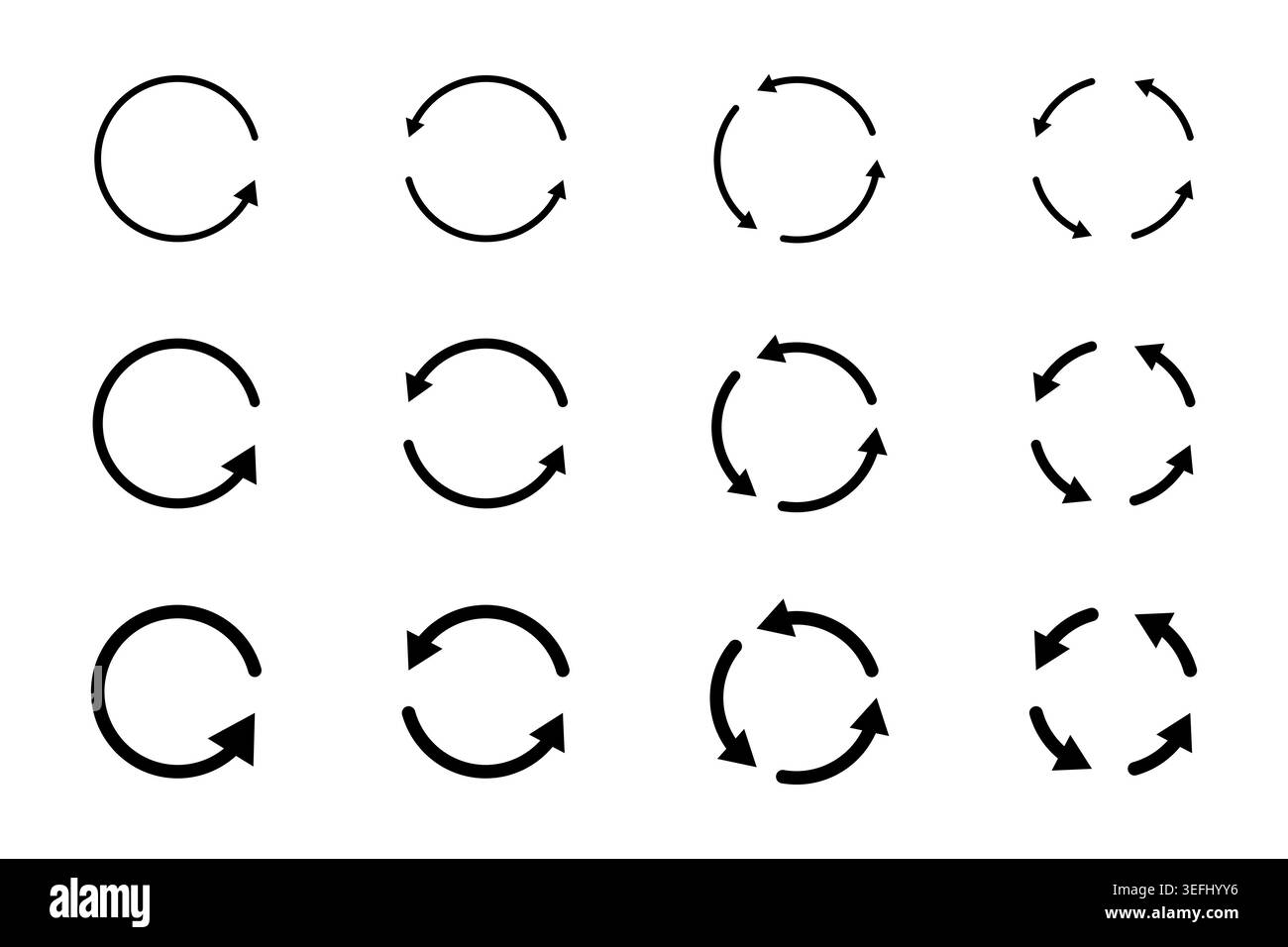 Collection of circle arrows rotating icon set symbolizing Refresh ...