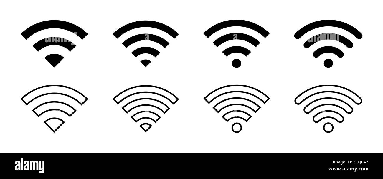 Collection of wireless and wifi icon in flat and outline style. Concept ...
