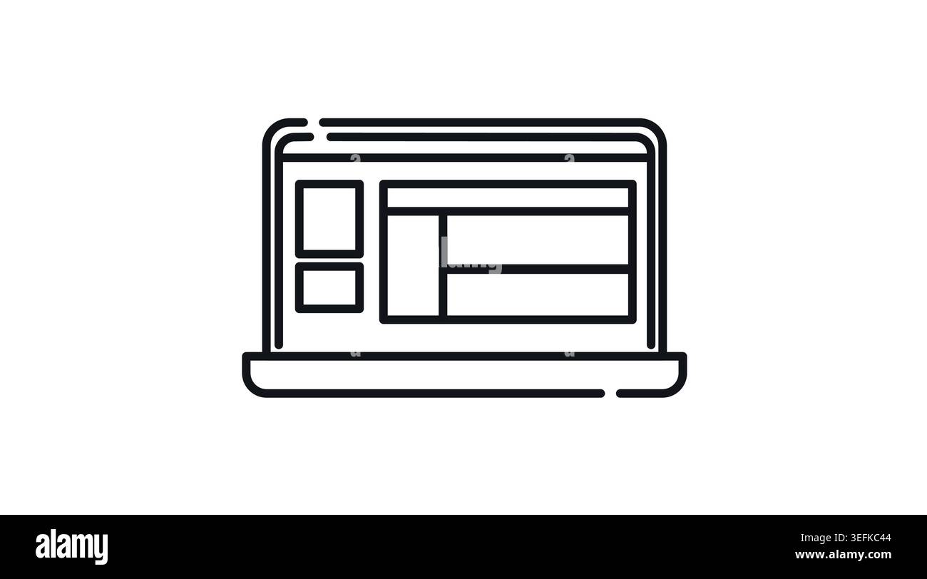 Laptop with website on screen icon: portable computer displaying web ...