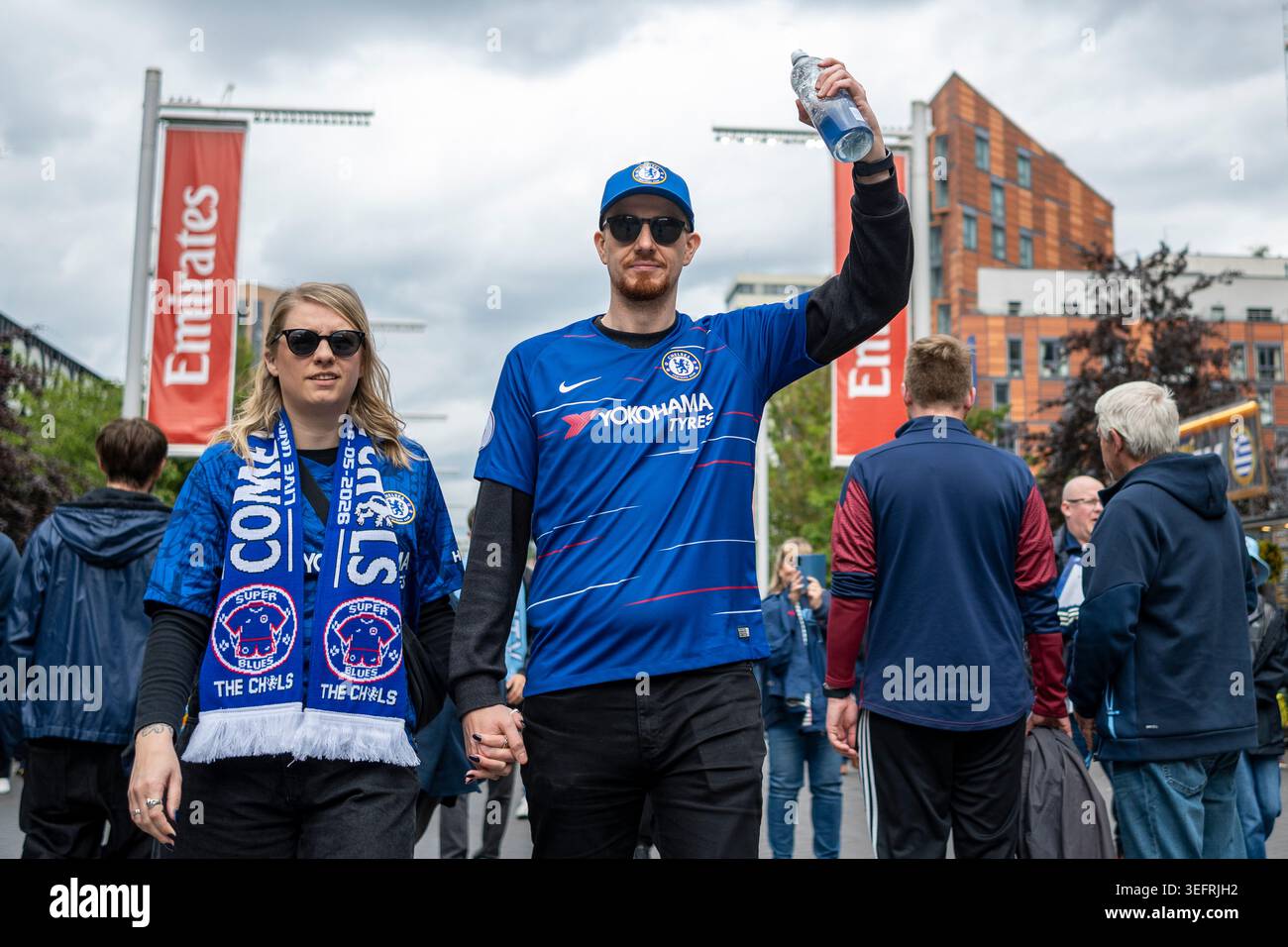 London, UK. 16 May 2026. Fans arrive for the FA Cup Final between ...