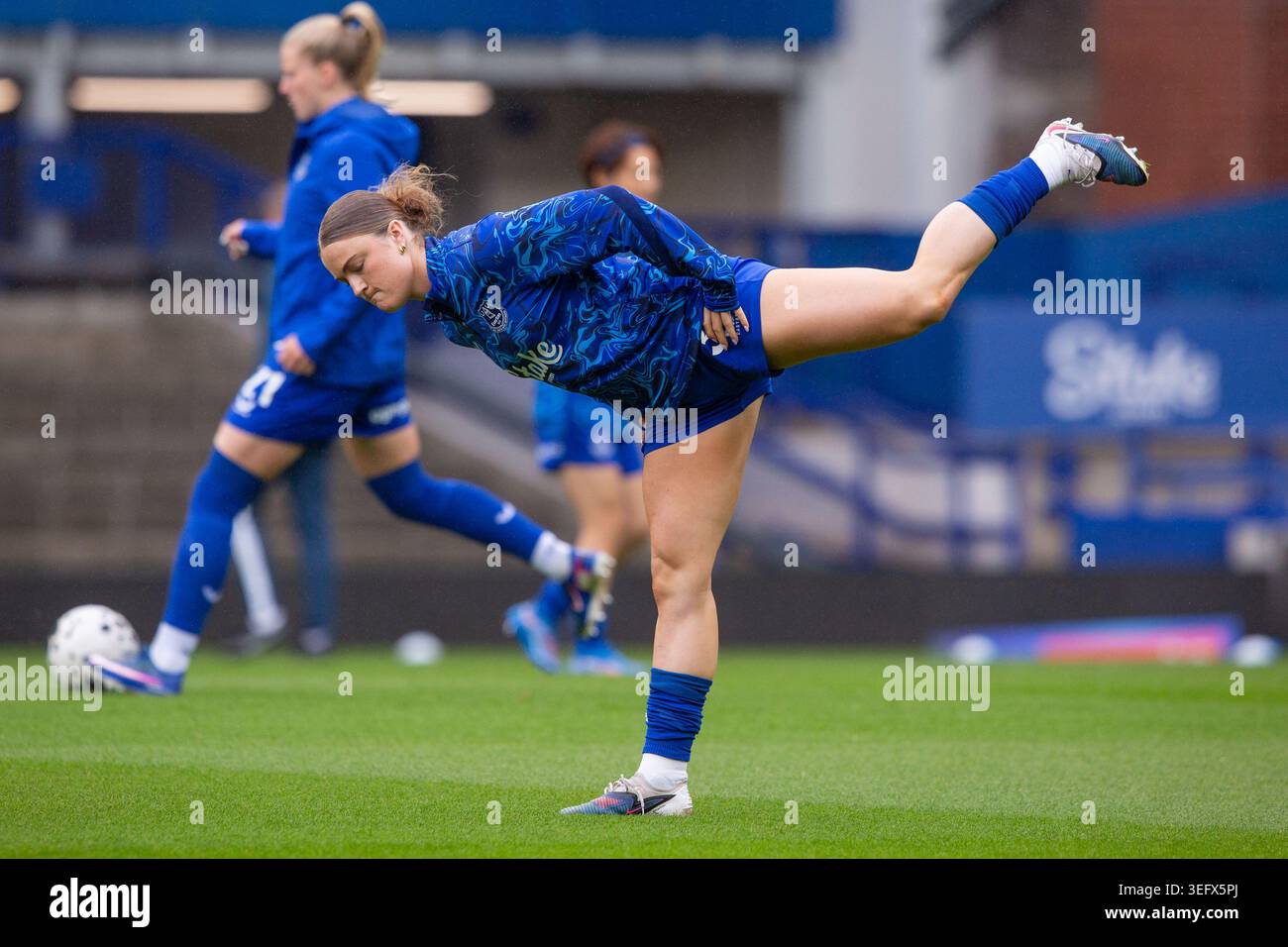 Ruby Mace of Everton warms up for the Barclays Womens League fixture ...