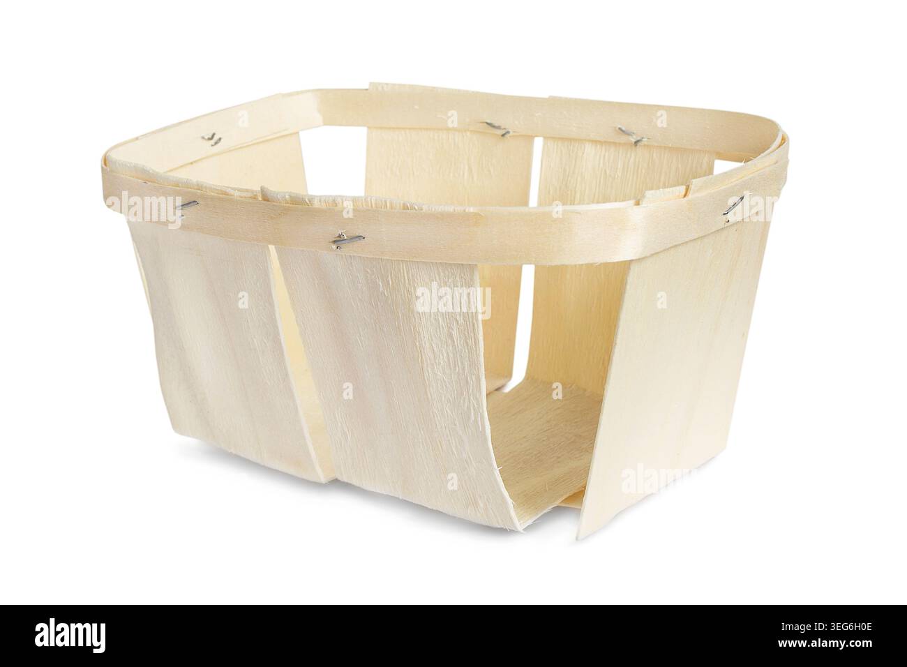 Empty craft bamboo basket isolated on white background Stock Photo - Alamy