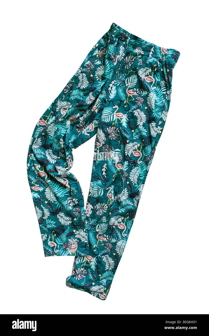 Printed cotton pajama pants isolated on white background Stock Photo ...