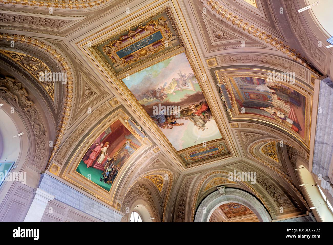 Vatican City, Vatican – August 12, 2025: Ceilings decorated with ...