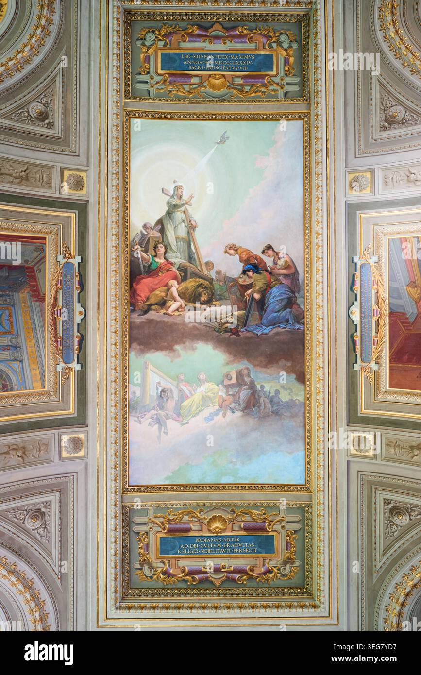 Vatican City, Vatican – August 12, 2025: Ceilings decorated with ...