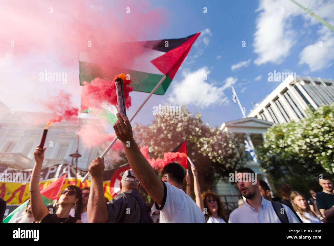 Athens. Greece. 18 May 2026. March to Gaza Demonstration: Protesters ...