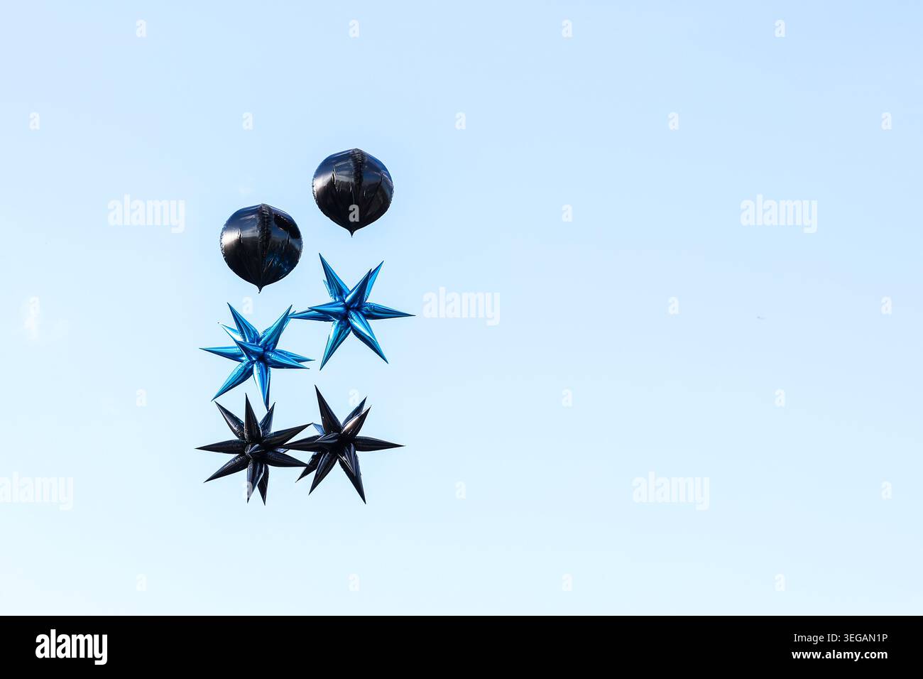 Balloons in Inter's colors fly in the sky during Serie A 2025/26 ...