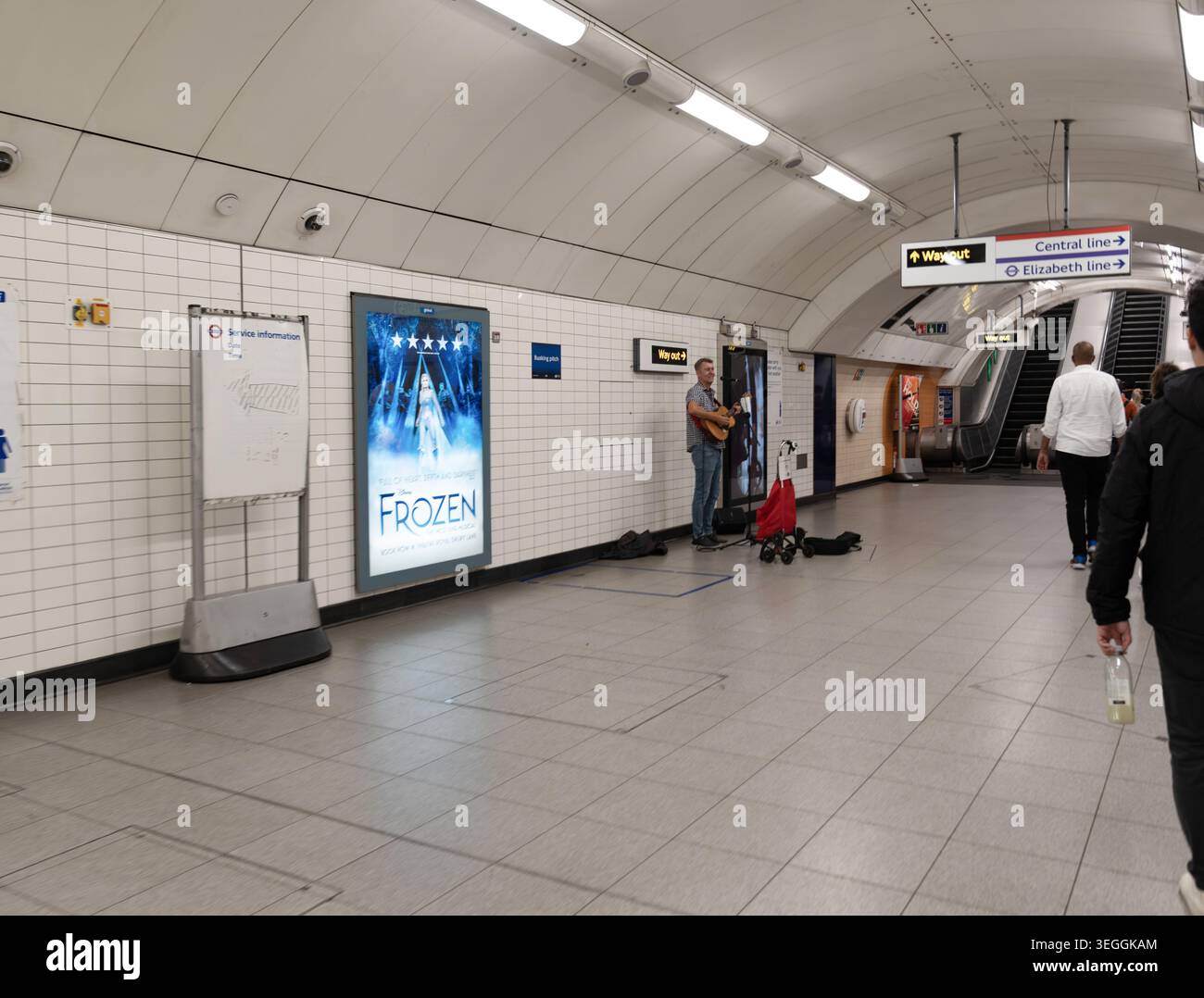 London, United Kingdom, 14 July 2023, Street musician performs inside ...