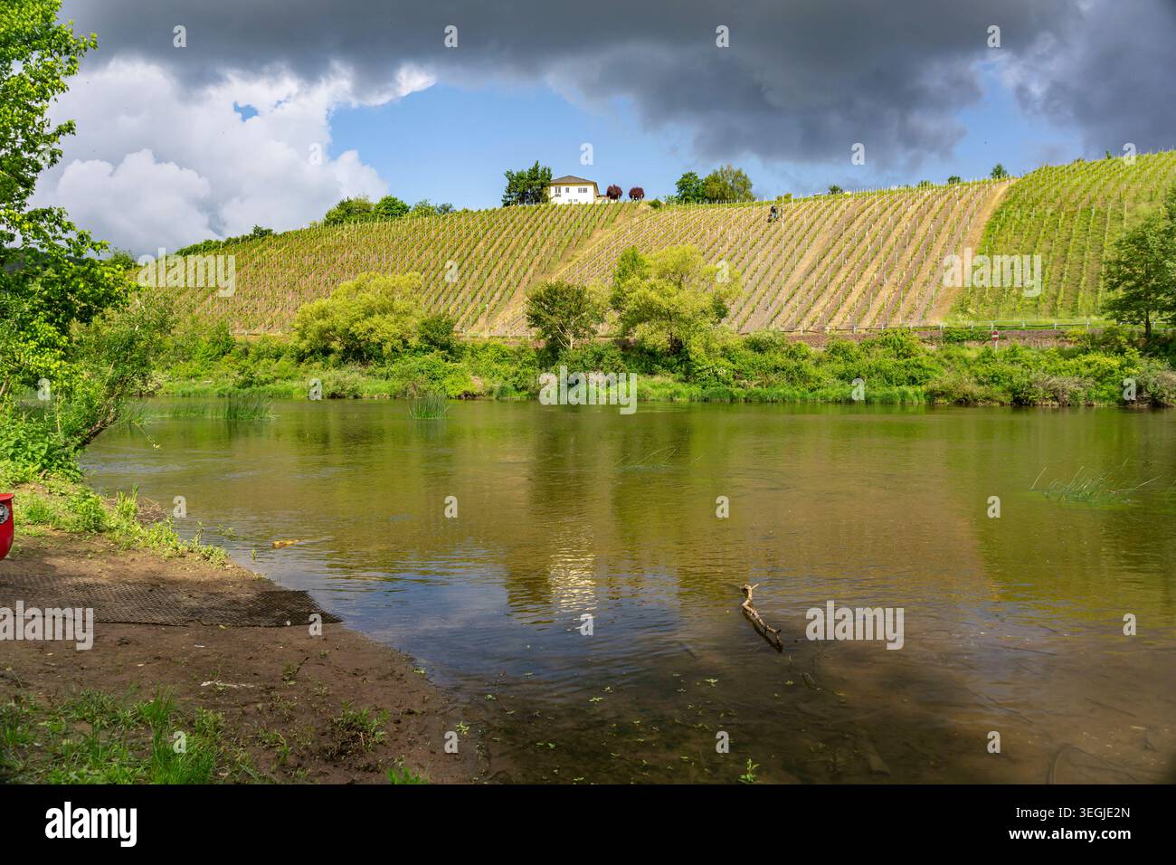 Flusslandschaft Weniberg und die Saar bei Saarburg, Rheinland-Pfalz ...