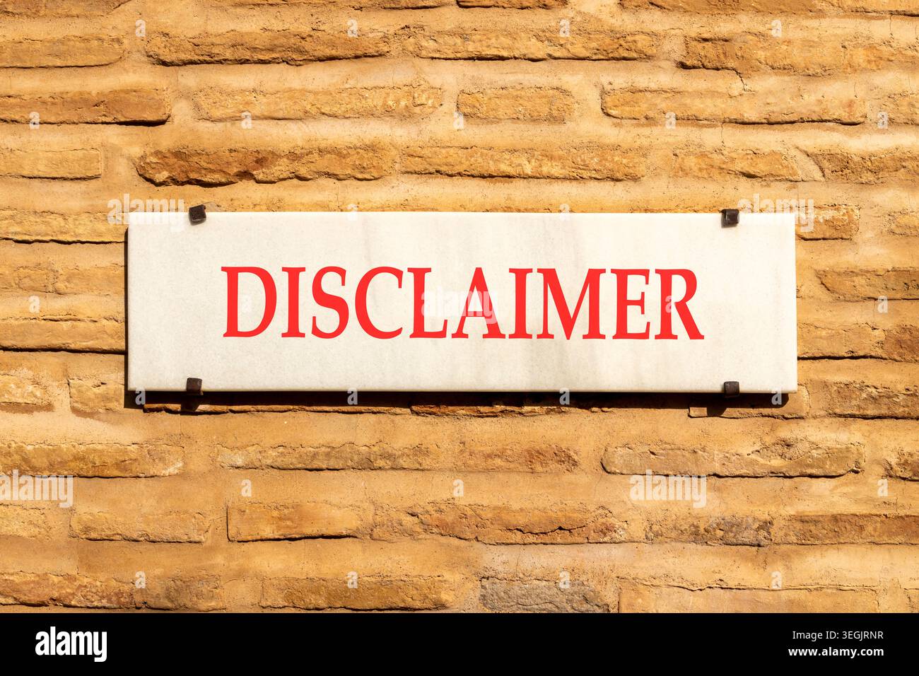 Disclaimer symbol. Concept word Disclaimer on beautiful white marble ...