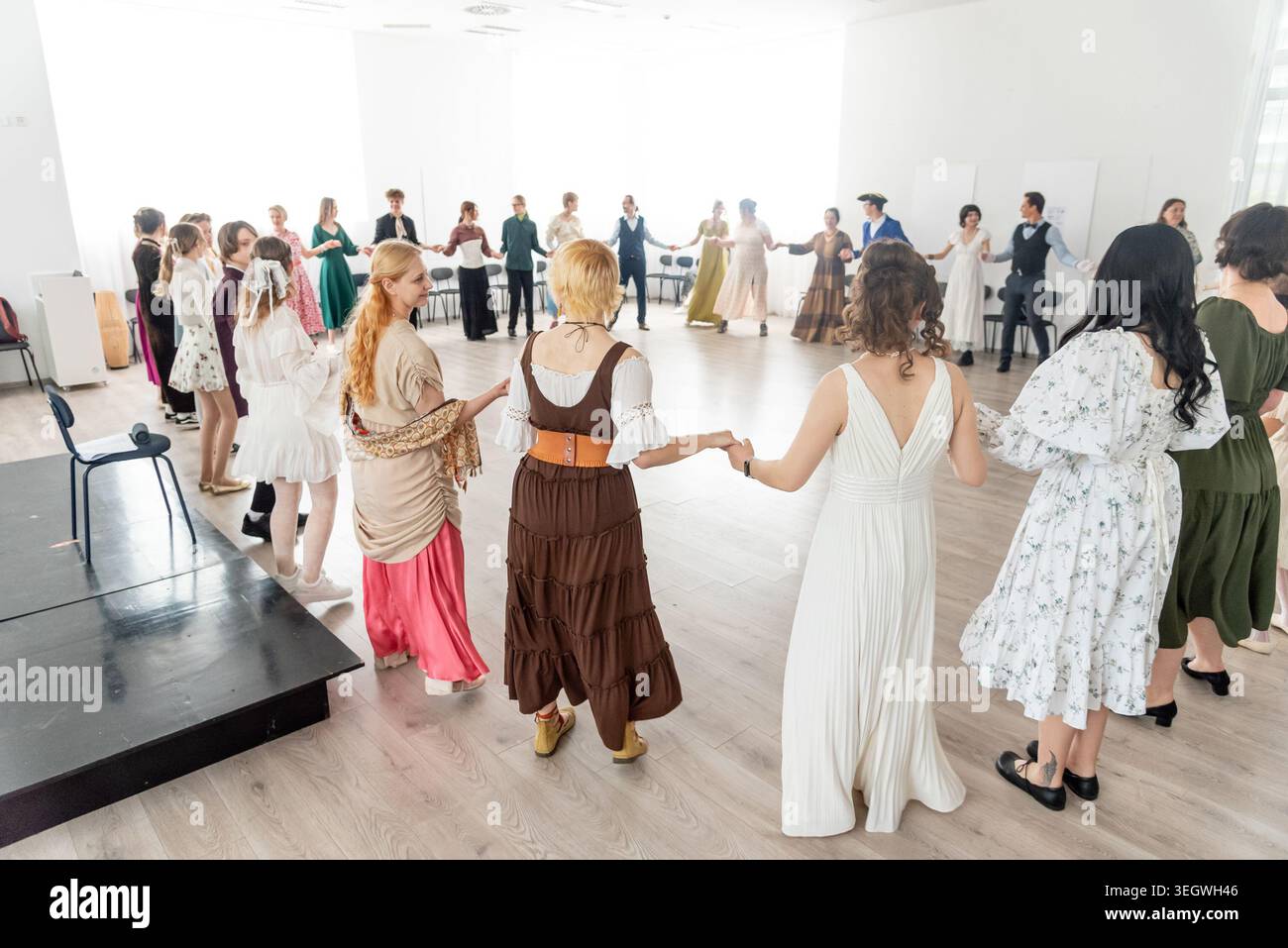 Bar, Montenegro, 17 May 2026, Men and women dance cotillion old French ...