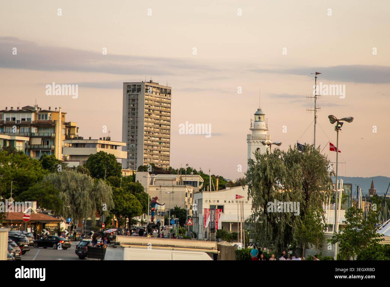 Italy, Rimini - July 16, 2025: Cityscape of coastal town with ...