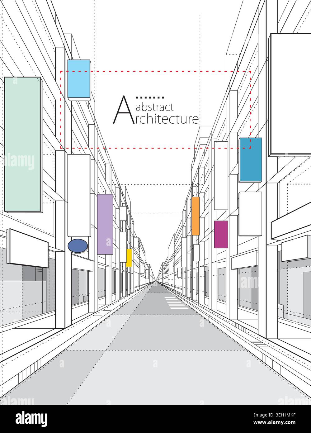 Abstract Architecture Building Line Drawing Stock Vector Image & Art ...