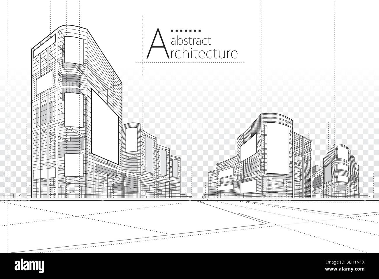 Abstract Architecture Building Line Drawing Stock Vector Image & Art ...