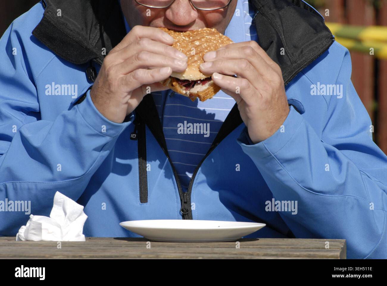 Kastrup.Copenhagen.Denmark 15th September 2015 Male enjoy eating pork ...