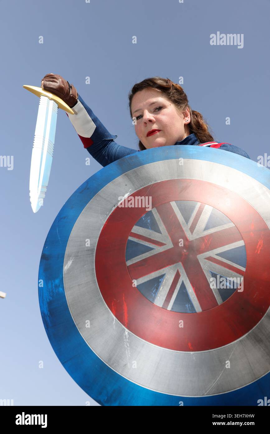 London UK. 23rd May 2026. Captain America at day two of MCM Comic Con ...