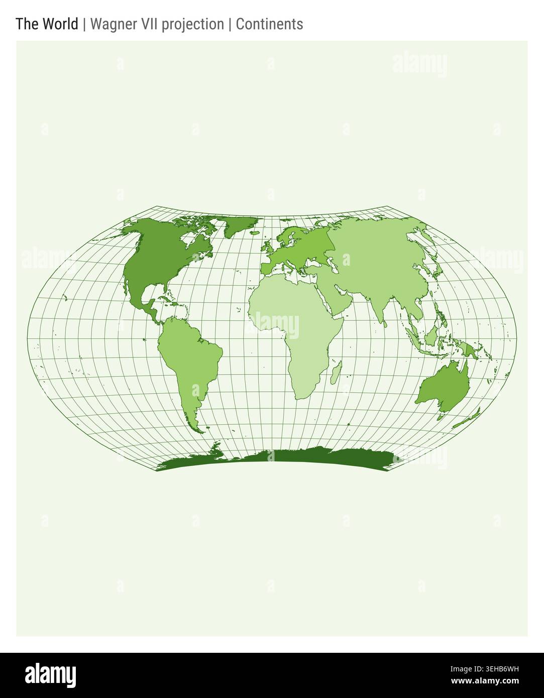 World map. Wagner VII projection. Continents style. High detail world ...