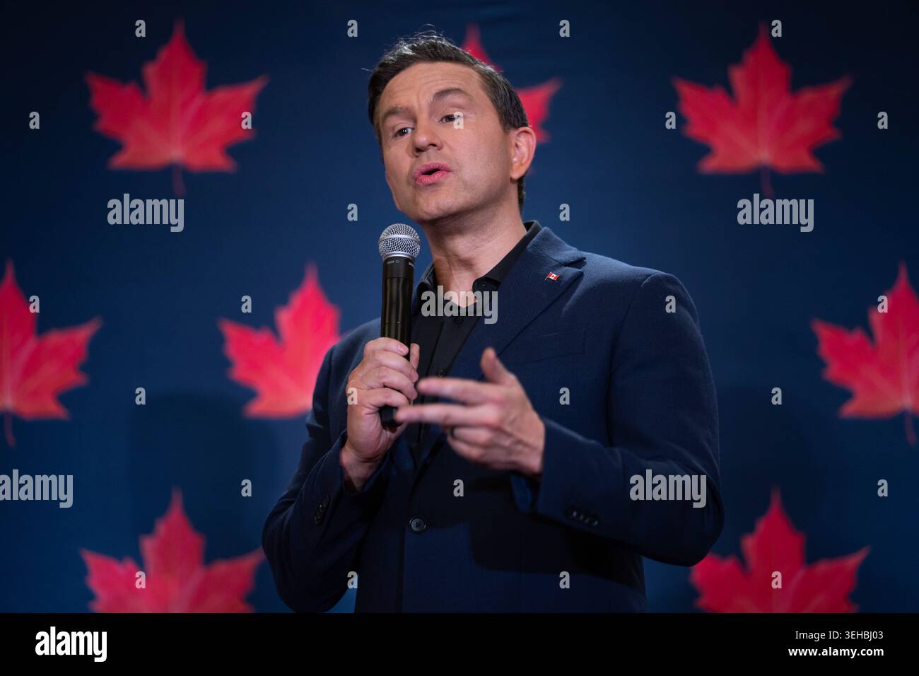 Conservative Leader Pierre Poilievre speaks during the party's town ...