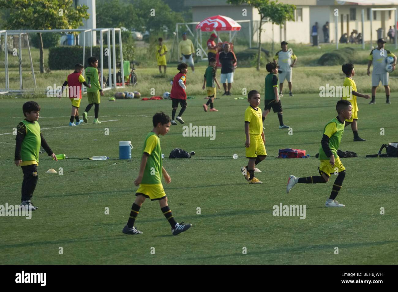Boys practice at a Barcelona FC-sponsored soccer academy in Guayaquil ...