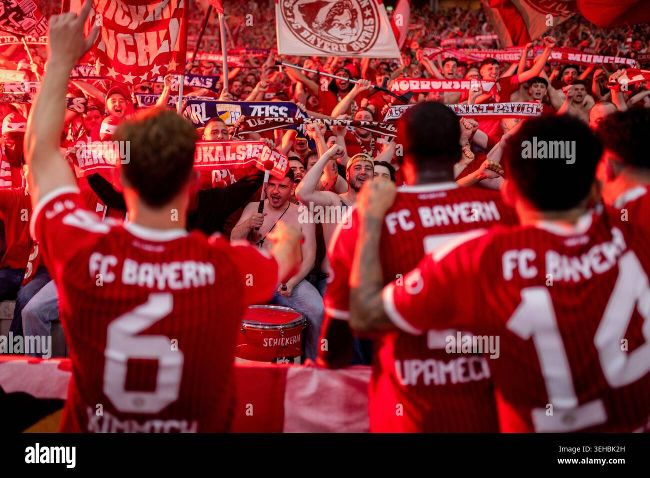 Berlin, Germany. 23rd Mai 2026. FCB Fans mit Team Bayern München - VfB ...