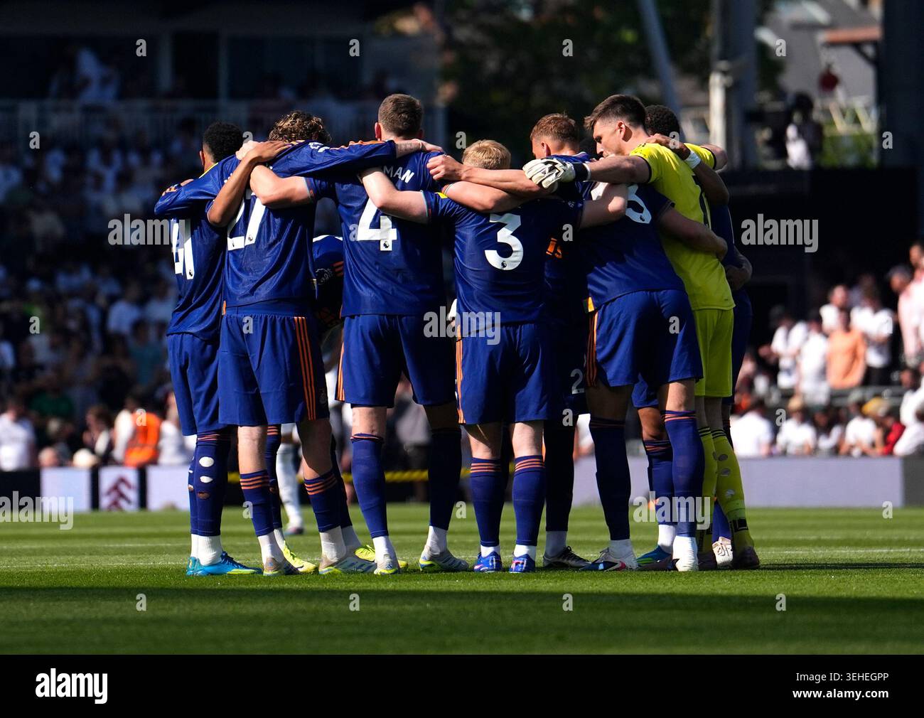 Newcastle United players huddle ahead of the Premier League match at ...