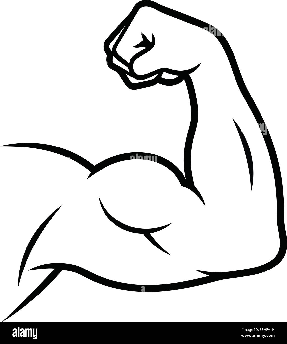Flexing bicep muscle vector illustration in linear style. Strong arm ...
