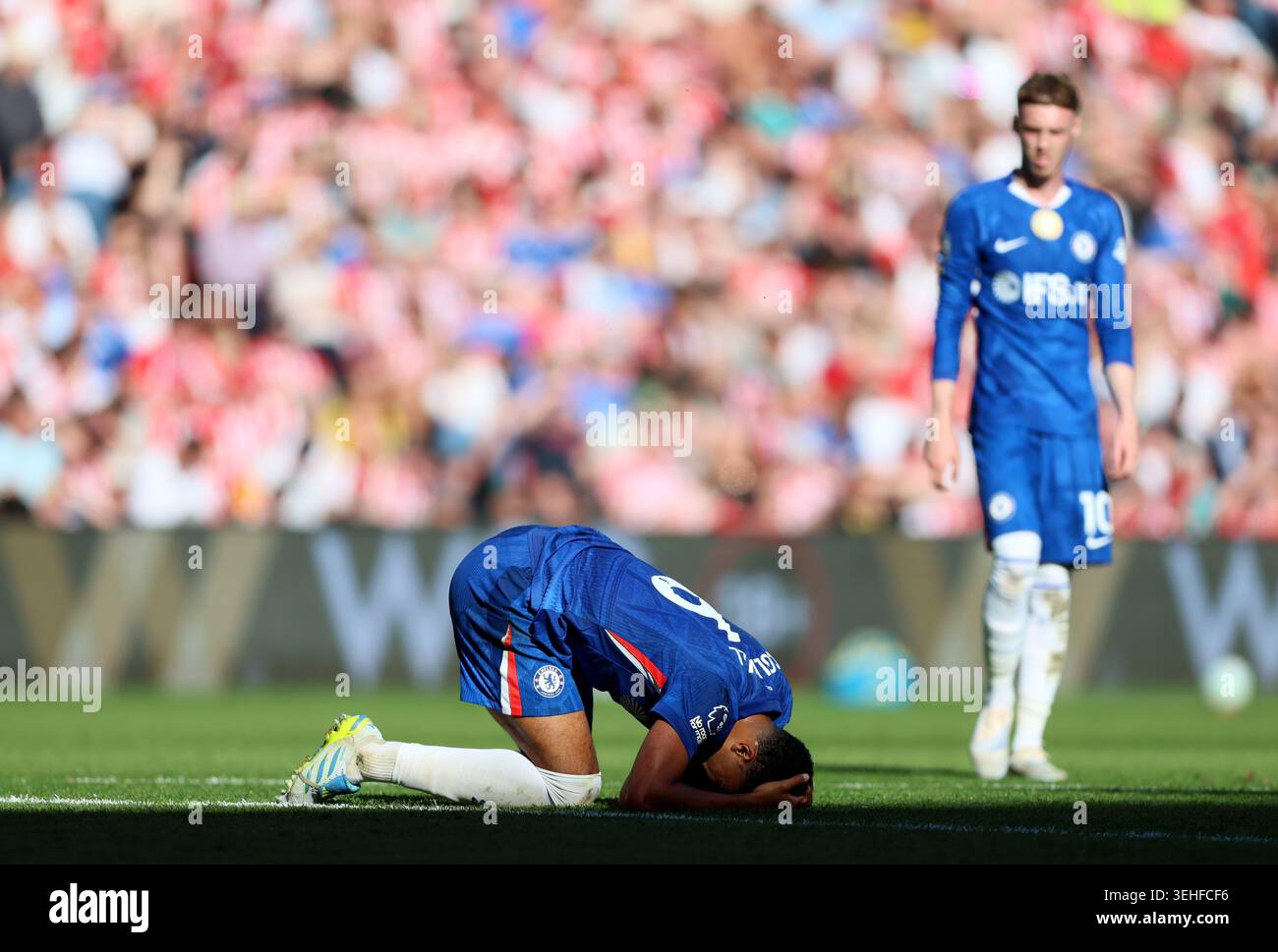 Chelsea's Levi Colwill reacts during the Premier League match at the ...