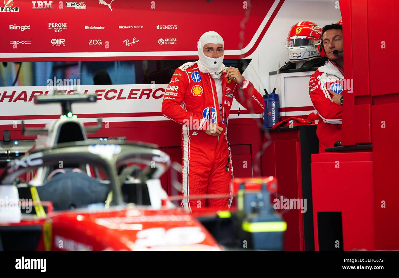Ferrari driver Charles Leclerc in the garage ahead of the 2026 Canadian ...