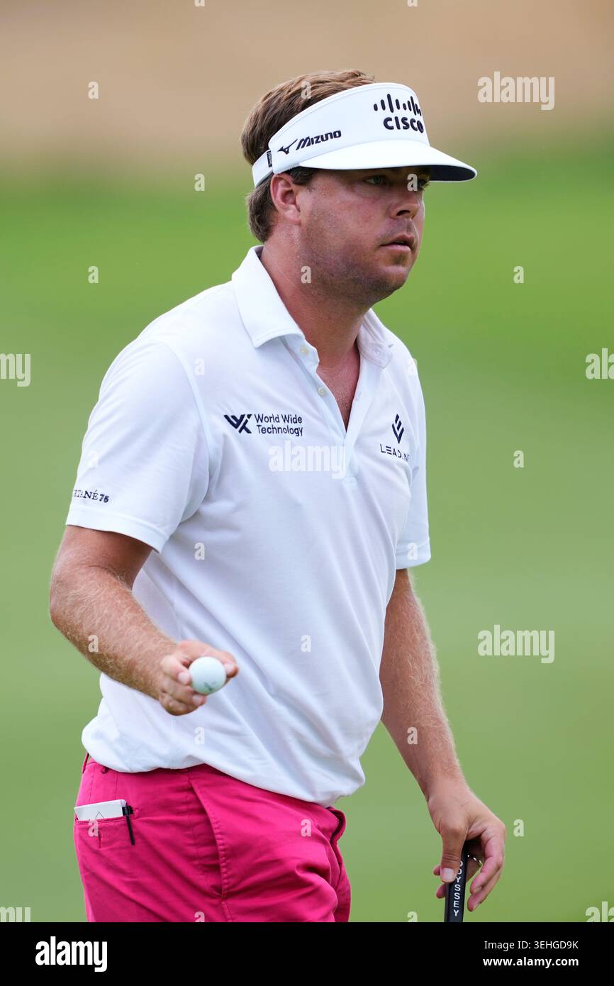 Keith Mitchell acknowledges applause from the gallery after his putt on ...