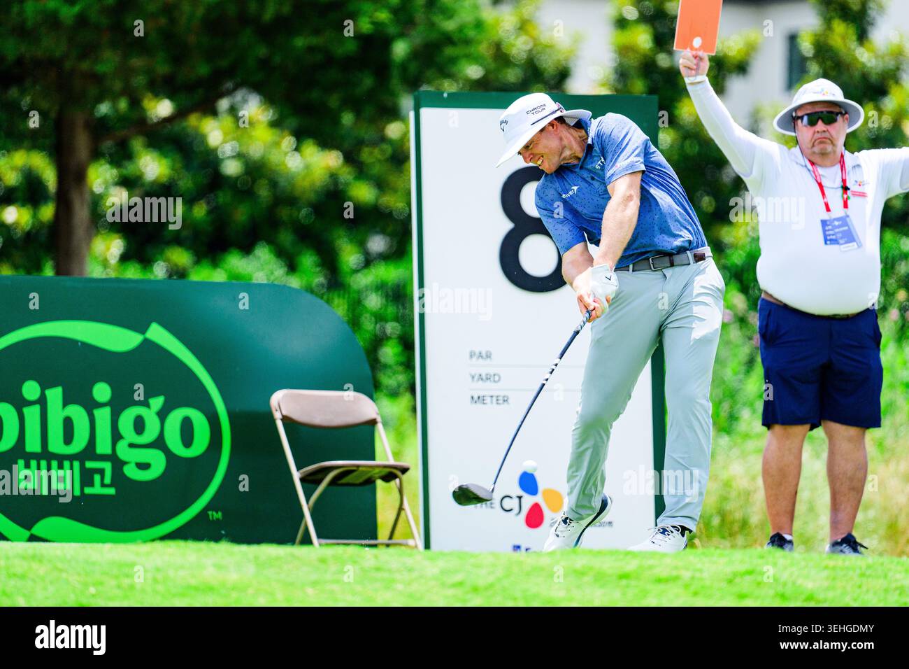 May 24, 2026, Mckinney, Texas, USA: Max Greyserman tees off at the 8th ...