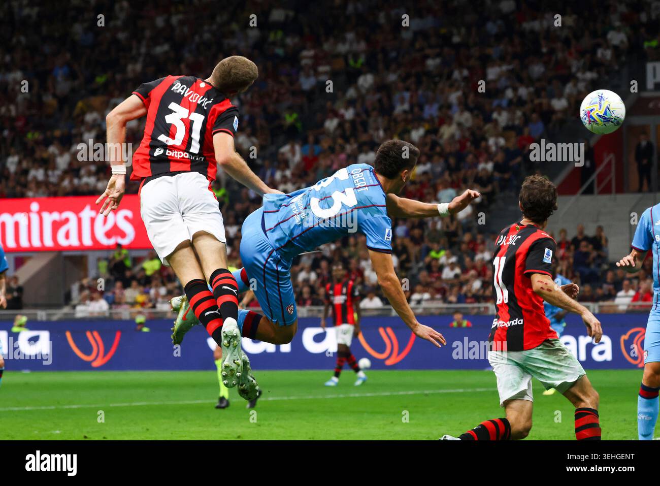 Strahinja Pavlovic, Adam Obert in action during the Serie A match ...