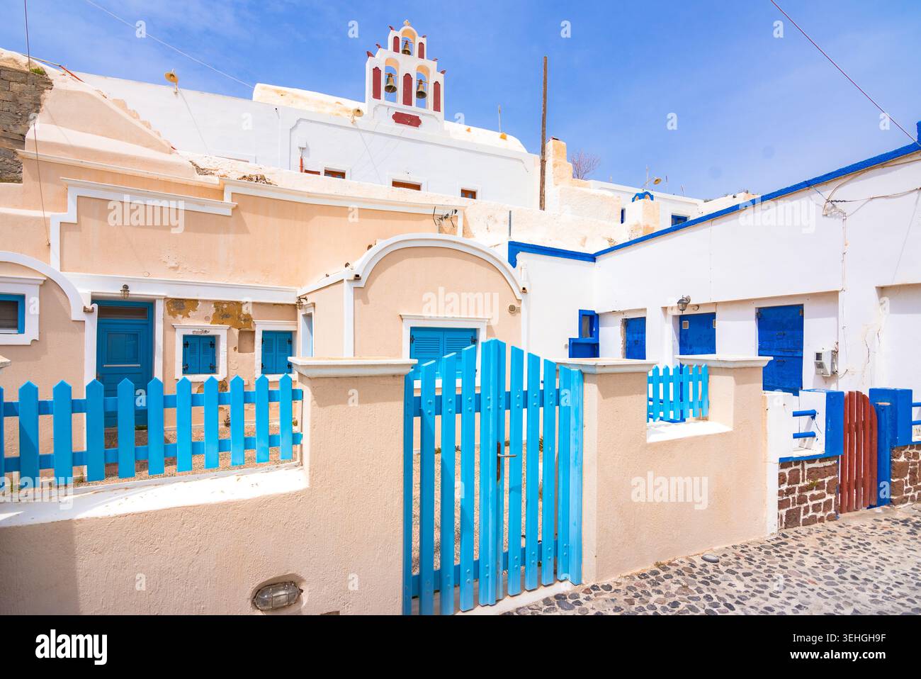 View of Therasia port, Manolas, Korfos beach, also known as Thirasia ...