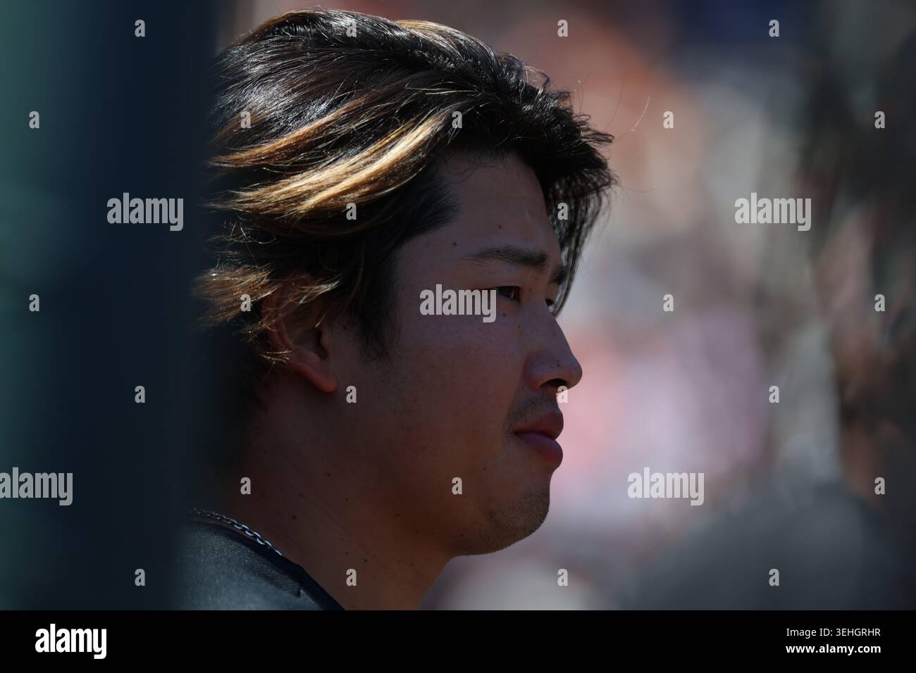 Chicago White Sox's Munetaka Murakami stands in the dugout during the ...