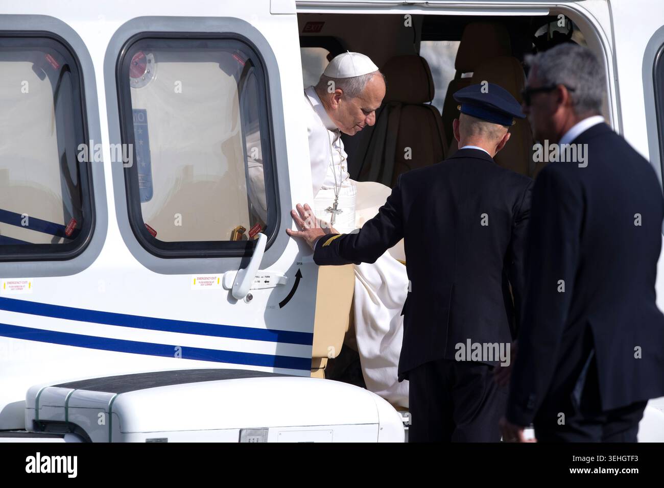Pope Leo XIV arrives by helicopter for his pastoral visit to Acerra ...