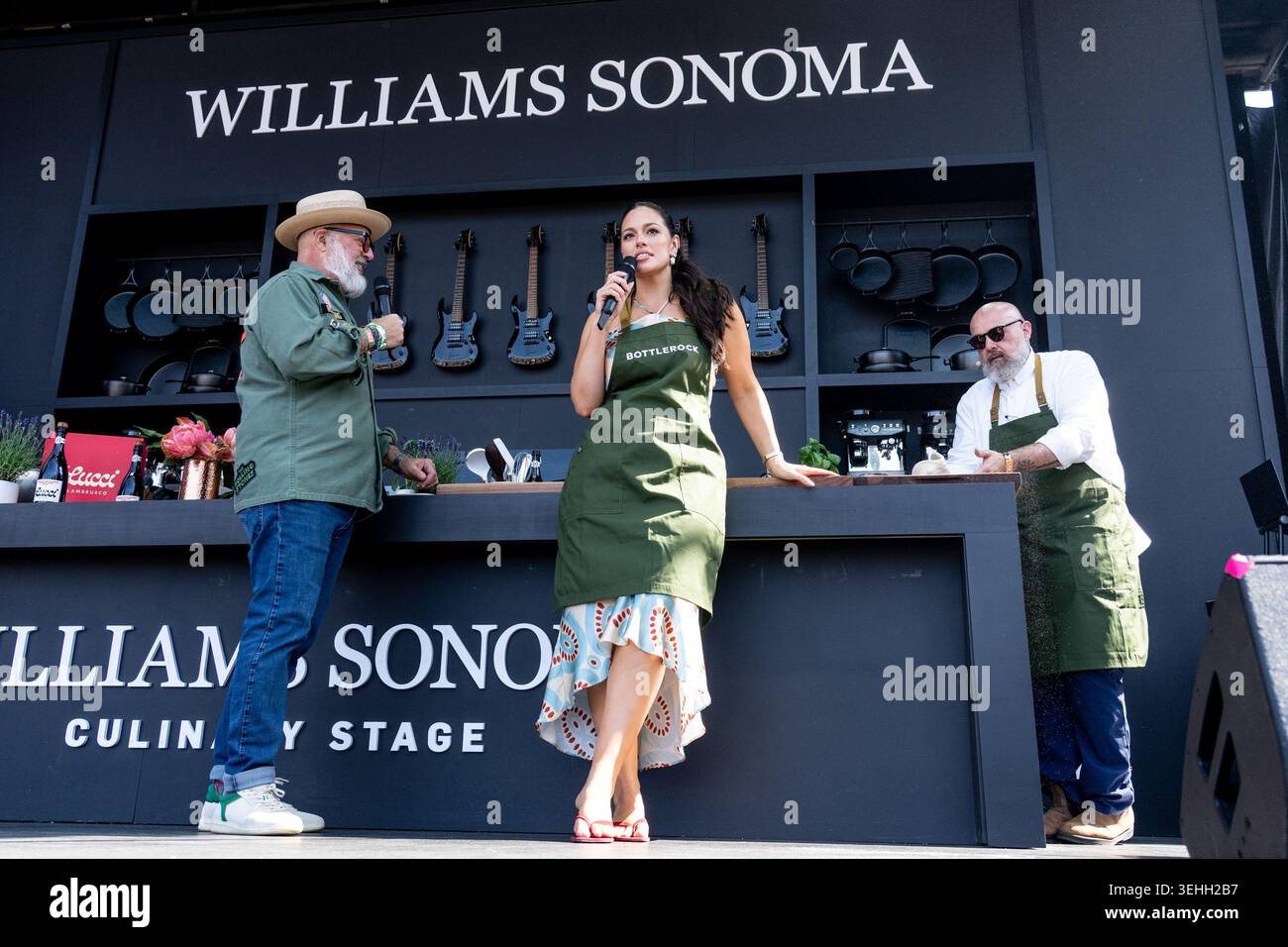 Andrew Zimmern, from left, Ashley Graham, and Evan Funke and seen ...