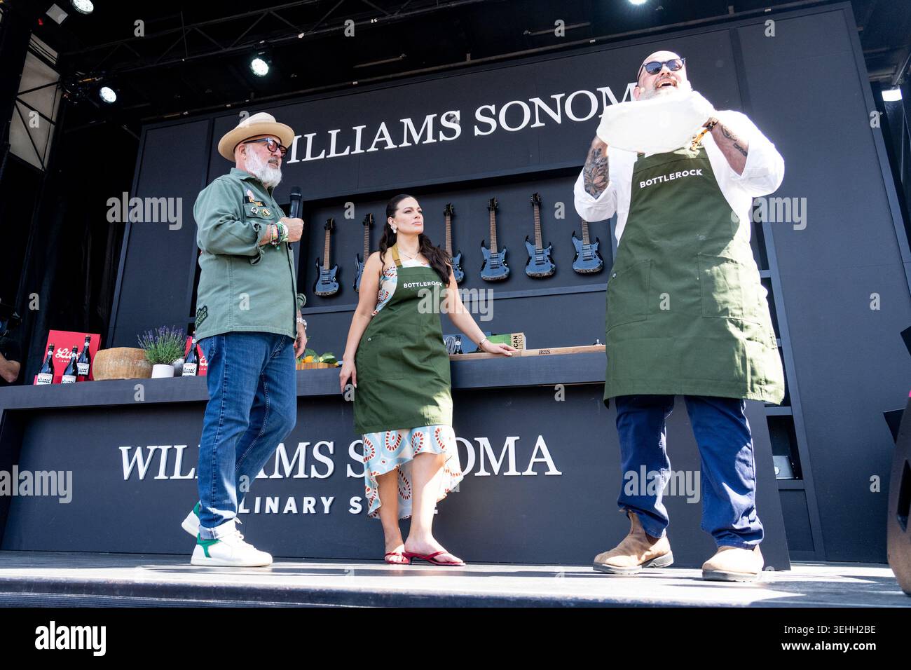 Andrew Zimmern, from left, Ashley Graham, and Evan Funke and seen ...
