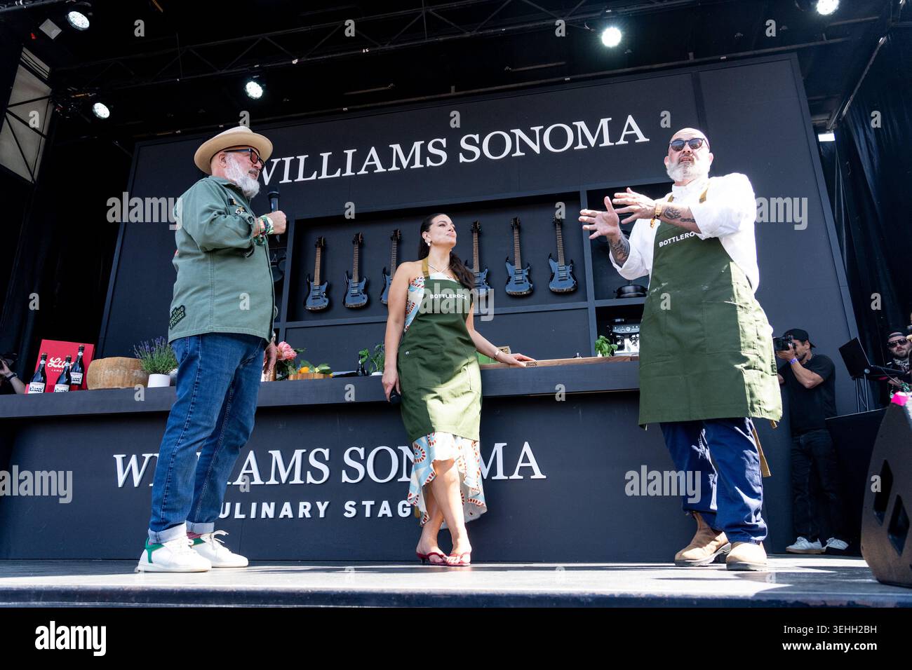 Andrew Zimmern, from left, Ashley Graham, and Evan Funke and seen ...