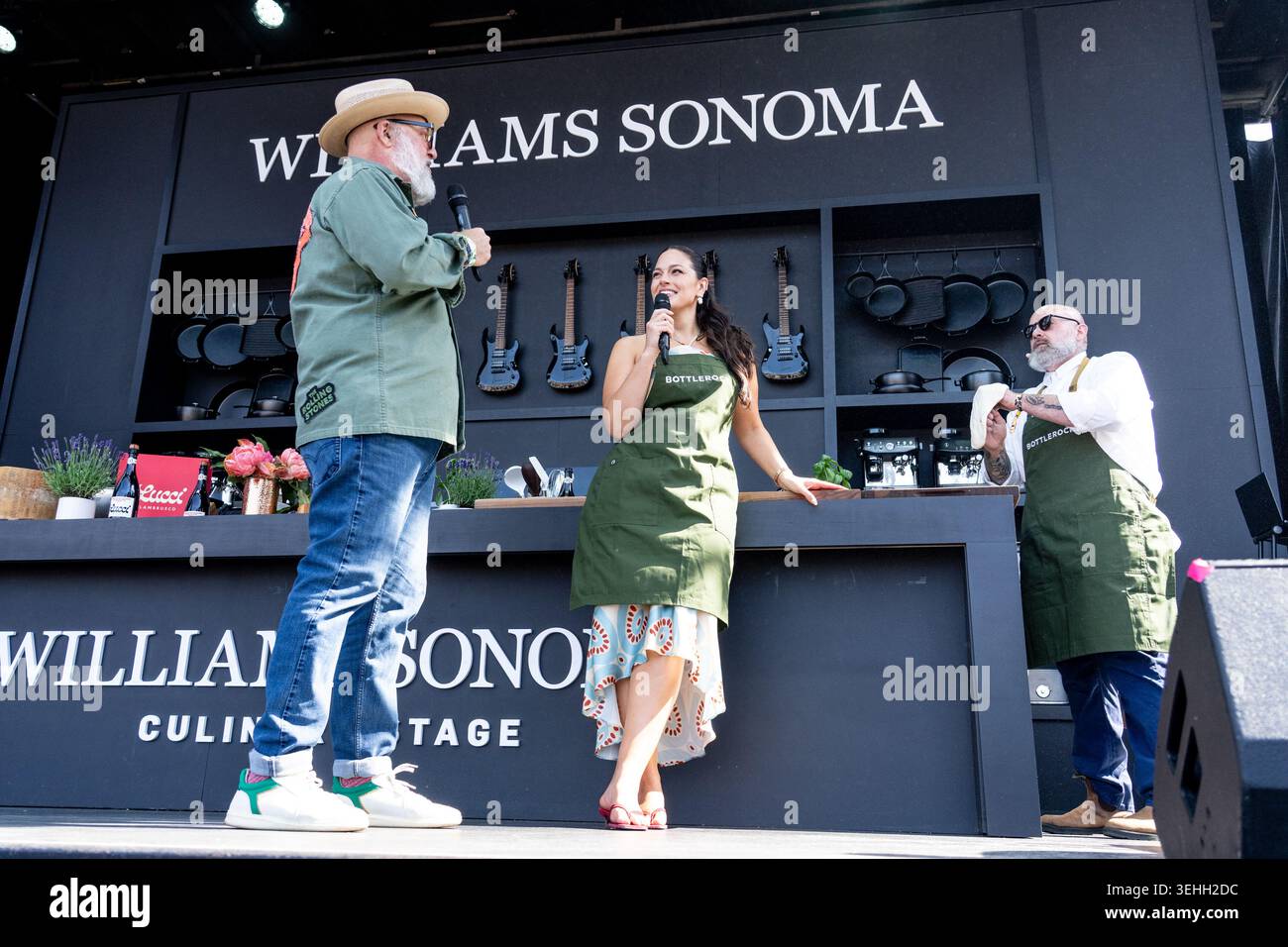 Andrew Zimmern, from left, Ashley Graham, and Evan Funke and seen ...